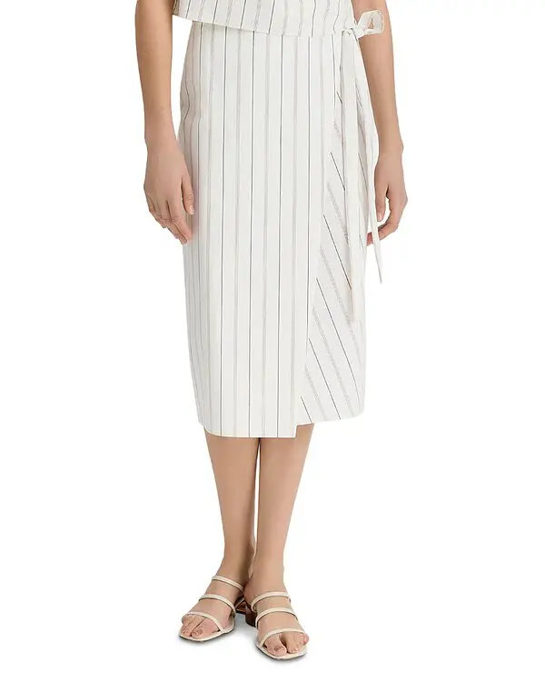 Vince Striped Wrap Skirt - Off White