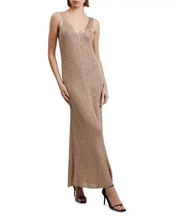 Ted Baker London Alarna Metallic Knit Maxi Dress In Gold - 43% Off |  Editorialist