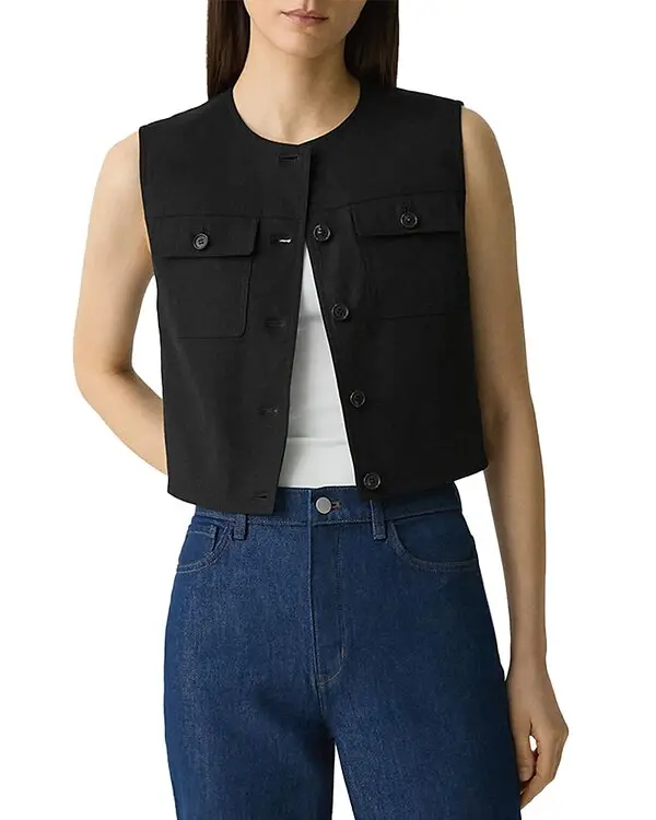 Theory Fitted Linen Vest - Black