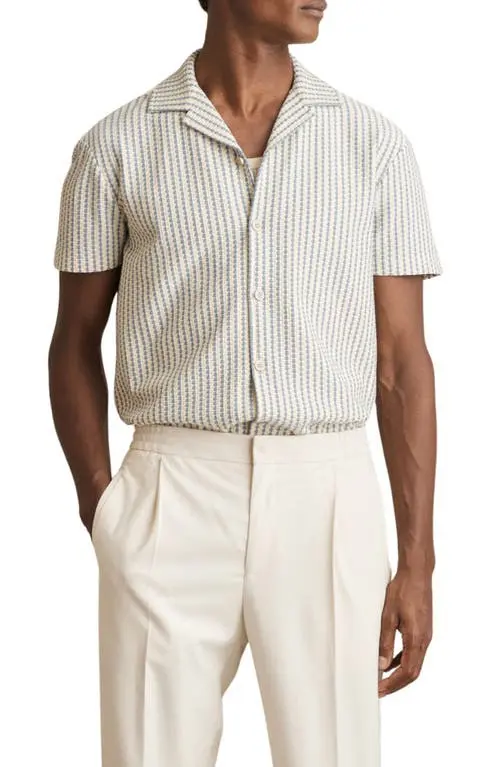 REISS Tower Textured Stripe Camp Shirt