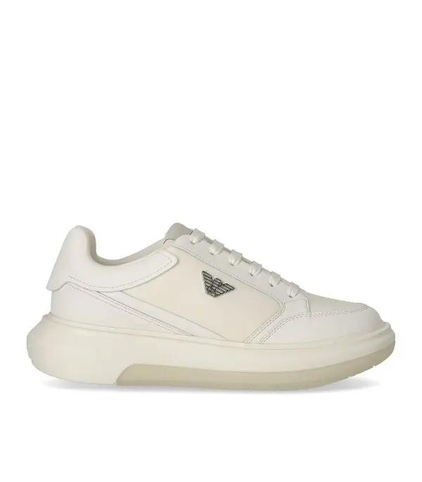 Emporio Armani Saffiano Print Sneakers - White