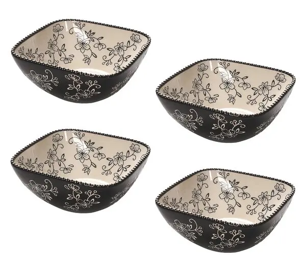 TEMP-TATIONS Floral Lace Set Of 24oz Cereal Bowls