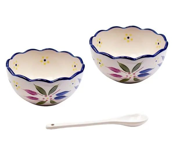 TEMP-TATIONS Old World S/2 Ruffled Ramekins With Spoon