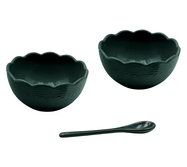 TEMP-TATIONS Woodland S/2 Ruffled Ramkeins With Spoon