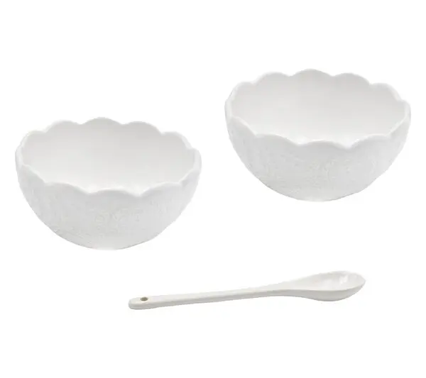 TEMP-TATIONS Mila S/2 Ruffled Ramekins With Spoon