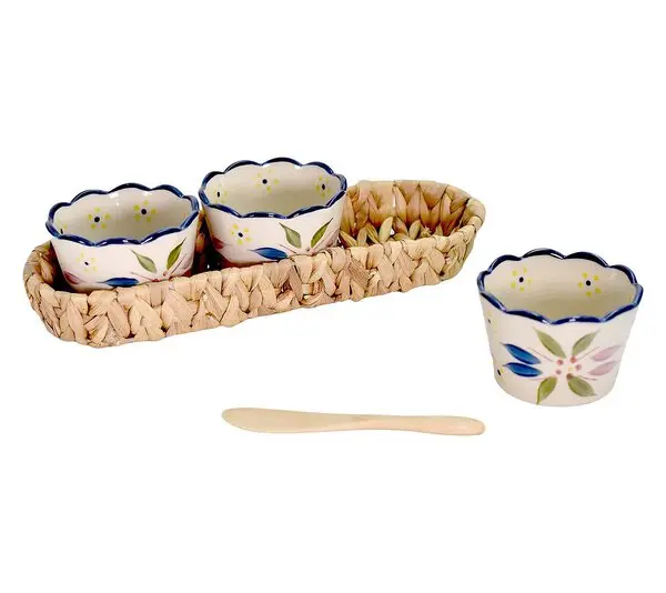 TEMP-TATIONS Old World Tidbit Dishes In Basket With Spreader