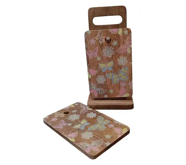 TEMP-TATIONS Seasonal Wood Cutting Board Set W/ Storage Stand