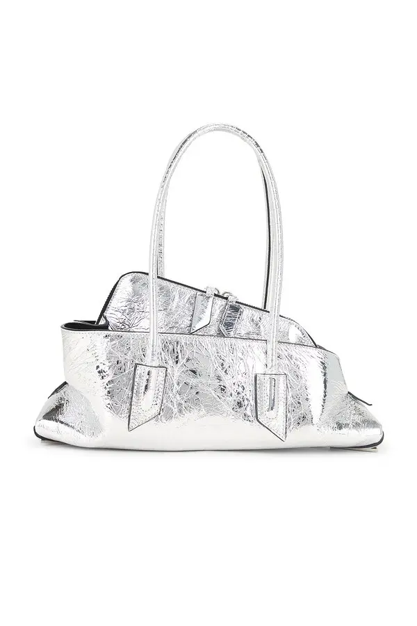 Attico La Passeggiata Small Metallic Top Handle Bag - Silver