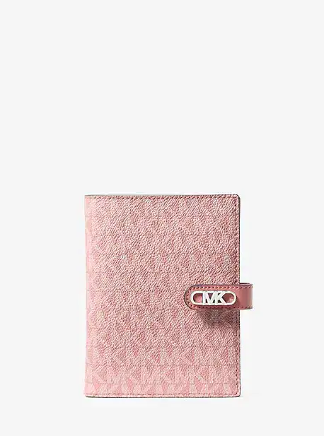 Michael Kors Empire Medium Signature Logo Passport Wallet Pink