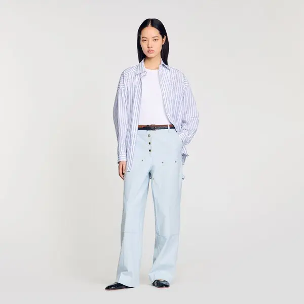 Sandro Faded Cotton Carpenter Jeans - Light Blue