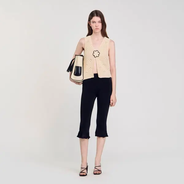 Sandro Ruffled Capri Pants