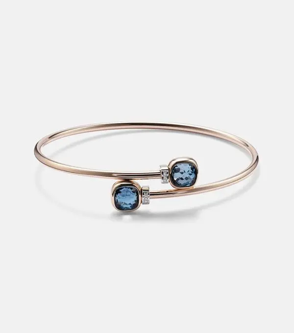 Pomellato Nudo Bangle With Topazes And Diamonds - Silver