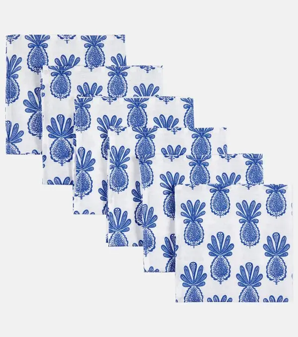 La DoubleJ Large Set Of 6 Printed Linen Napkins