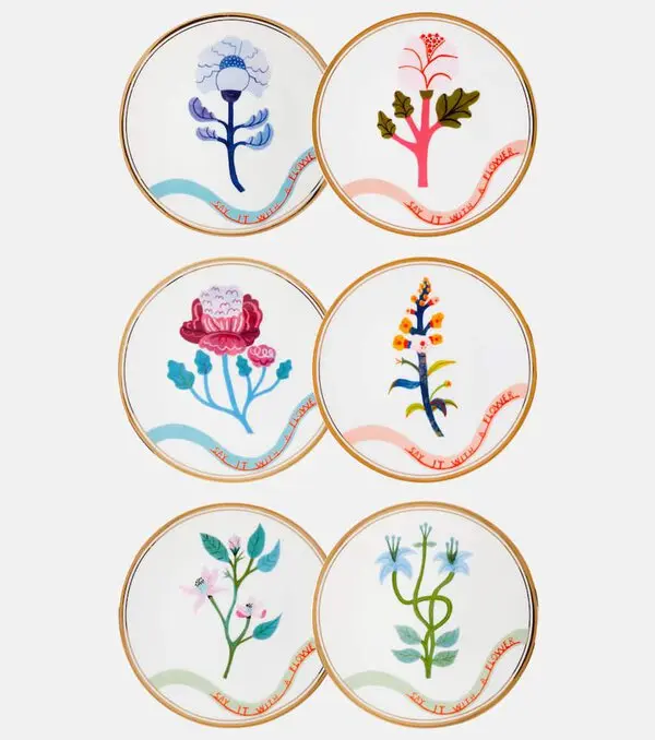 BITOSSI Flowers Set Of 6 Dessert Plates