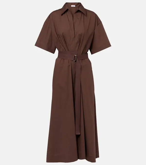 Brunello Cucinelli Cotton Wrap Dress - Brown