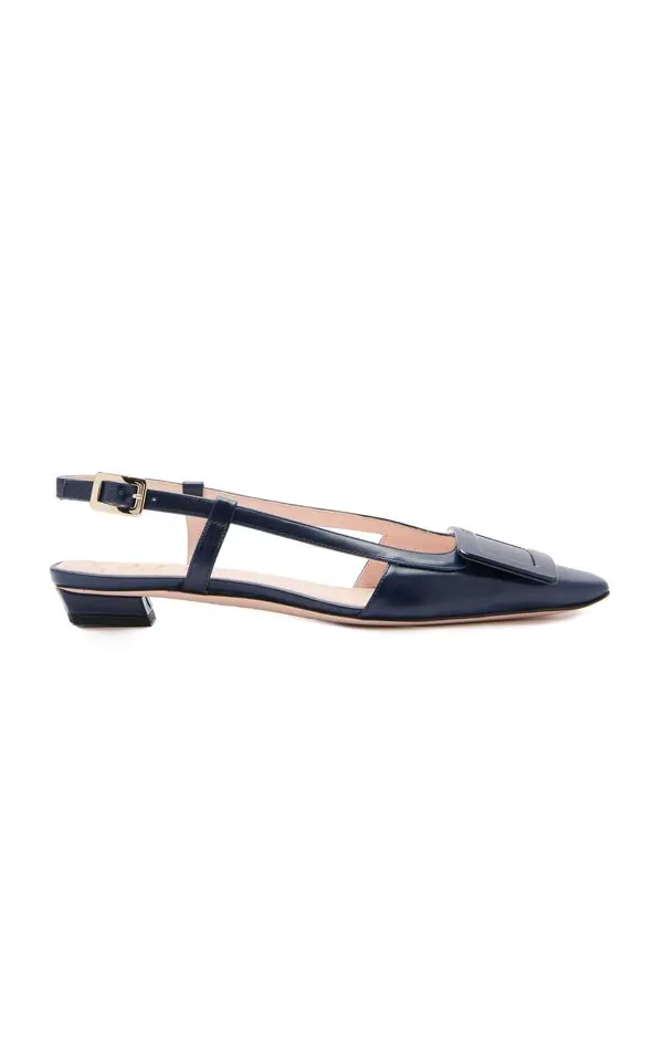 ROGER VIVIER Bv Leather Slingback Flats - Blue