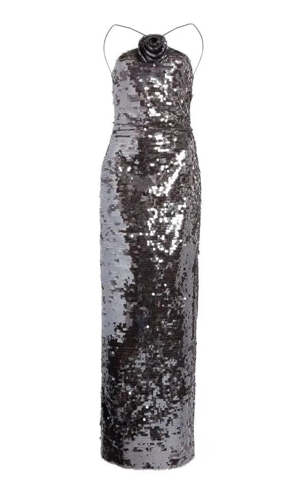 Magda Butrym Floral-appliquéd Sequinned Gown