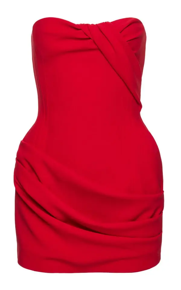 Magda Butrym Gathered Wool-blend Mini Dress - Red