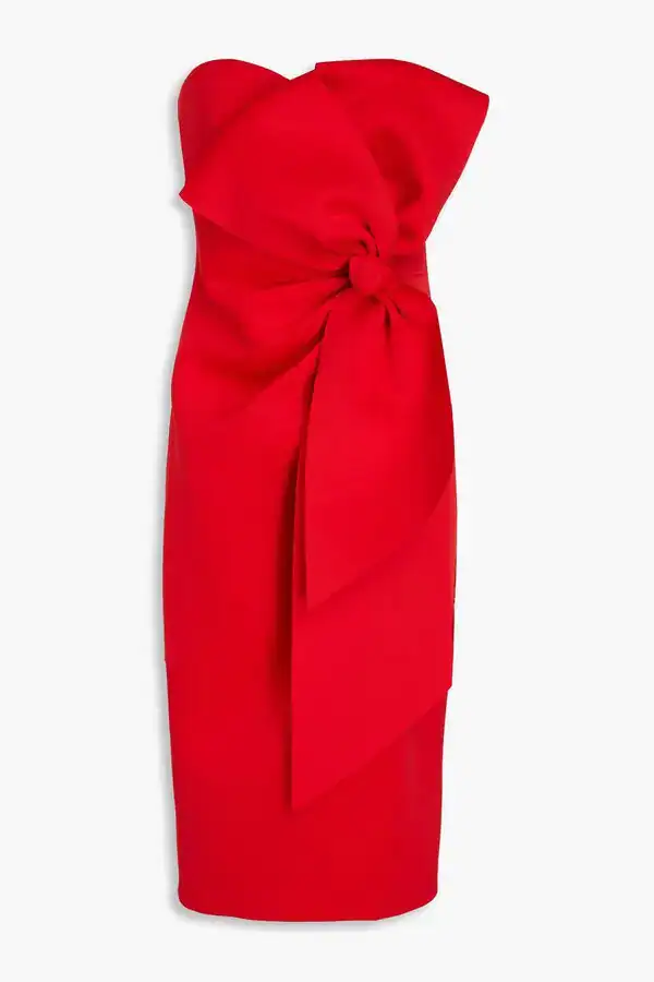 strapless open back dress Red Halter Neck Short Dress With Back Bow
