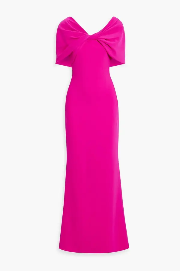 Badgley Mischka Draped Crepe Gown
