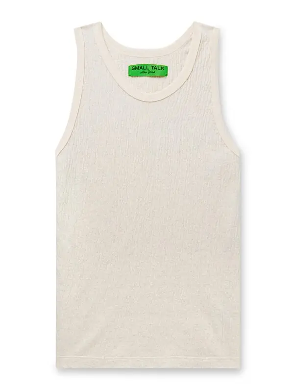 SMALL TALK Crinkled Slim-fit Cotton-jersey Tank Top - Neutrals
