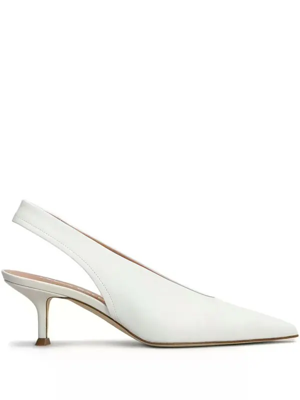 LELLA BALDI Leather Slingback Pumps - White