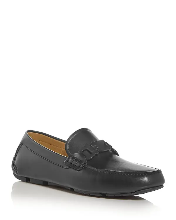 FERRAGAMO Leather Gancini Drivers - Nero