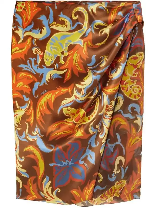 Versace Exotic Barocco A-line Midi Skirt