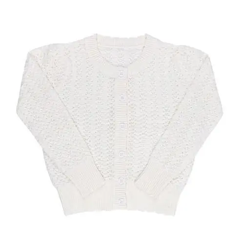 ELY'S & CO. Looms Wave Collection Knit Pointelle Cardigan - Ivory