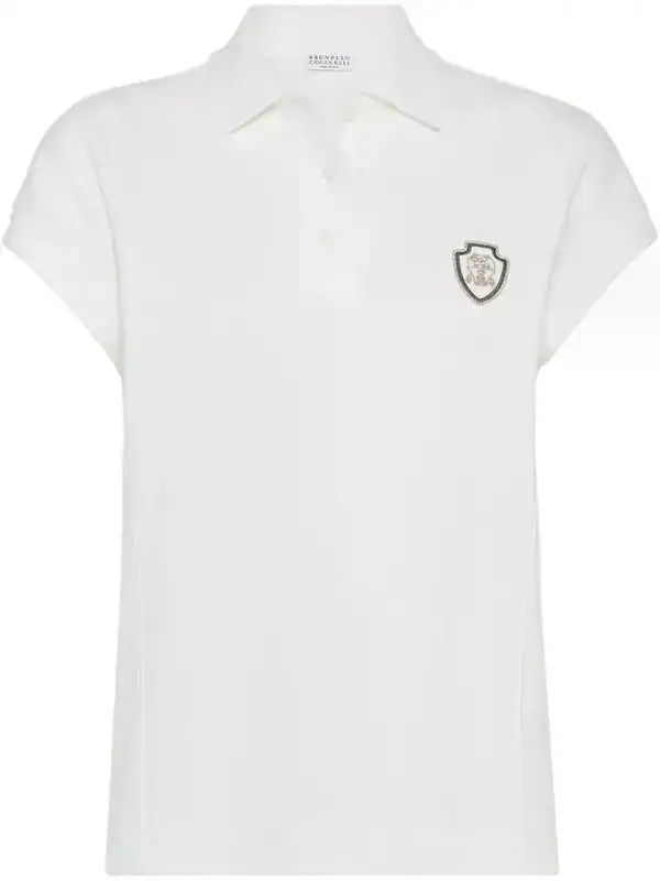 Brunello Cucinelli Logo-Patch Polo Shirt - White | Editorialist