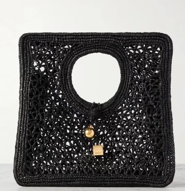Jacquemus Carre Spiaggia Embellished Braided Raffia Tote