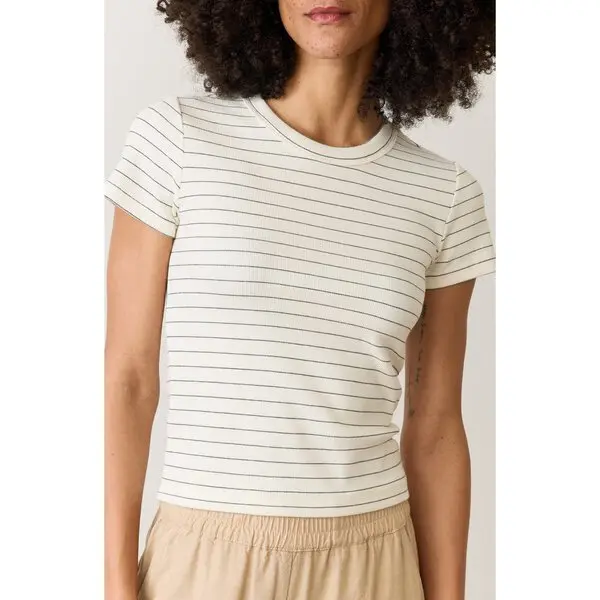 Marine Layer Lexi Sun-in Stripe Rib Crewneck T-shirt