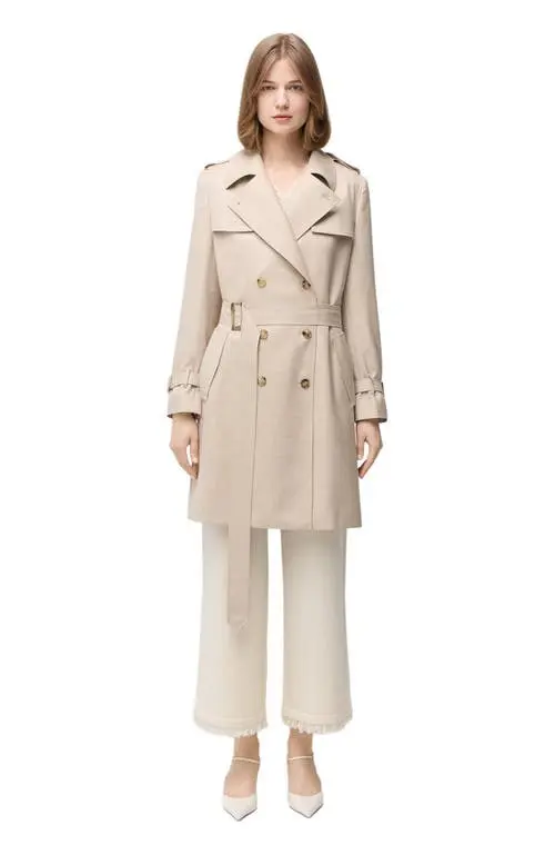 GOBI MONGOLIAN CASHMERE Double-breasted Trench Coat - Warm Grey