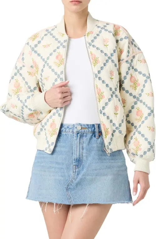 Blanknyc Embroidered Quilted Cotton Bomber Jacket