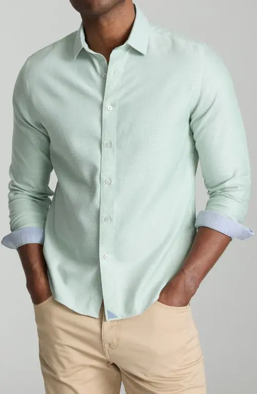 UNTUCKIT Burke Solid Wrinkle Free Cotton Dobby Button-up Shirt - Green
