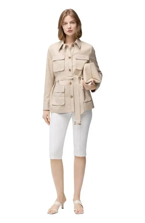 GOBI MONGOLIAN CASHMERE Belted Safari Jacket