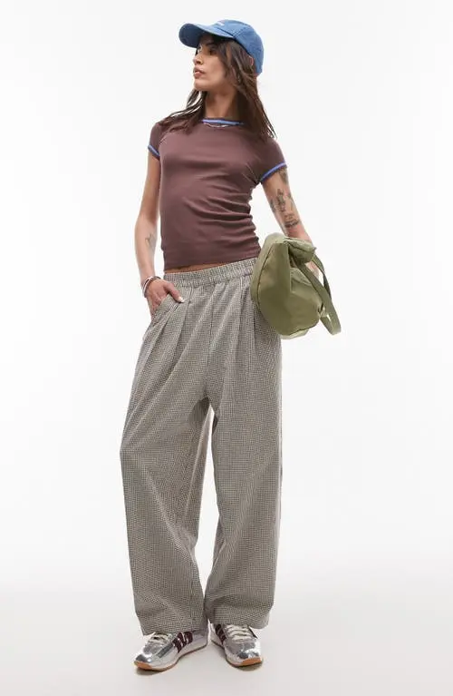Topshop Gingham Tapered Leg Trousers