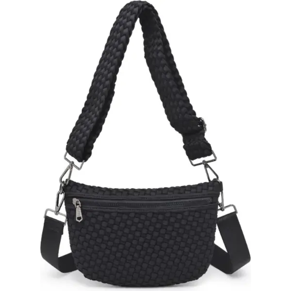 SOL AND SELENE Ethereal Woven Neoprene Crossbody Bag - Black