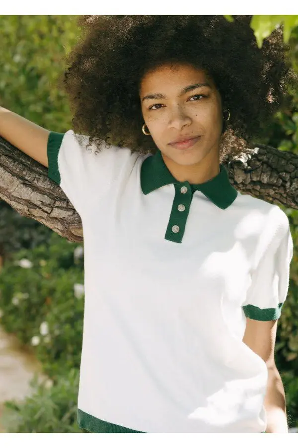 ELLSWORTH + IVEY Grace Flat Knit Polo - Stripe