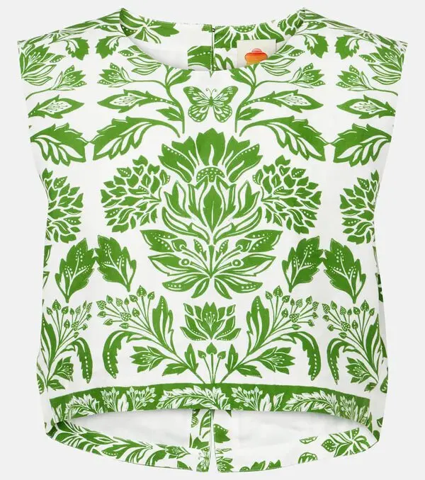 Farm Rio Delicate Tapestry Linen-blend Top