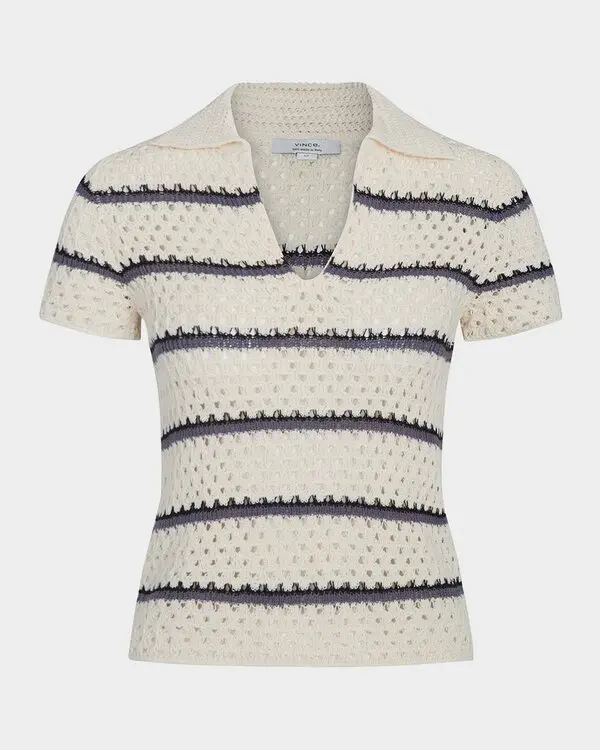 Vince Stripe Macrame Top