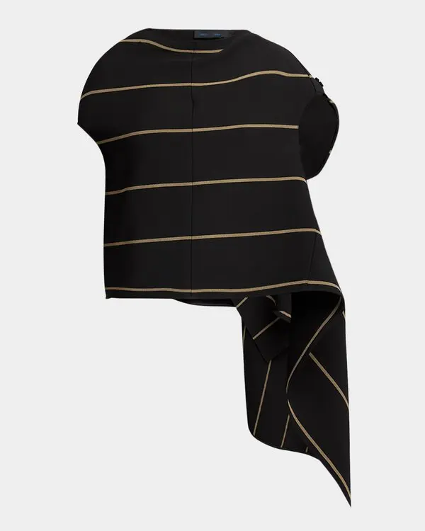 Proenza Schouler Sutton Striped Bi-stretch Viscose Top - Black Multi