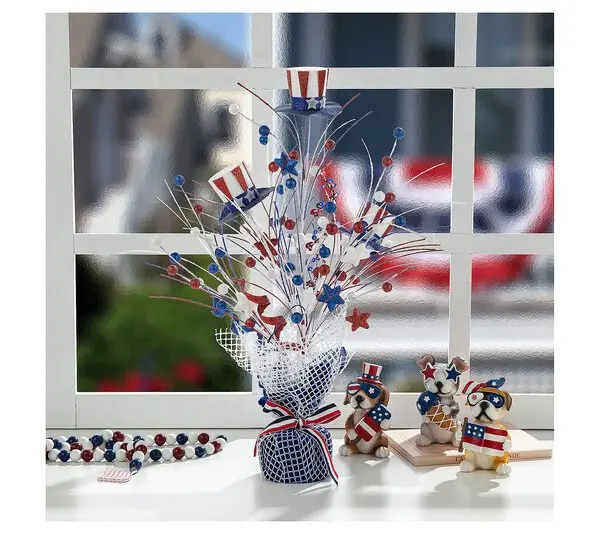 GLITZHOME 20' Patriotic Americana Top Hat Table Tree