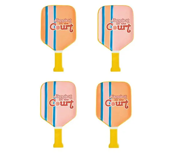 GODINGER League Pickle Ball Appetizer Plate, Se T Of 4 - One-color