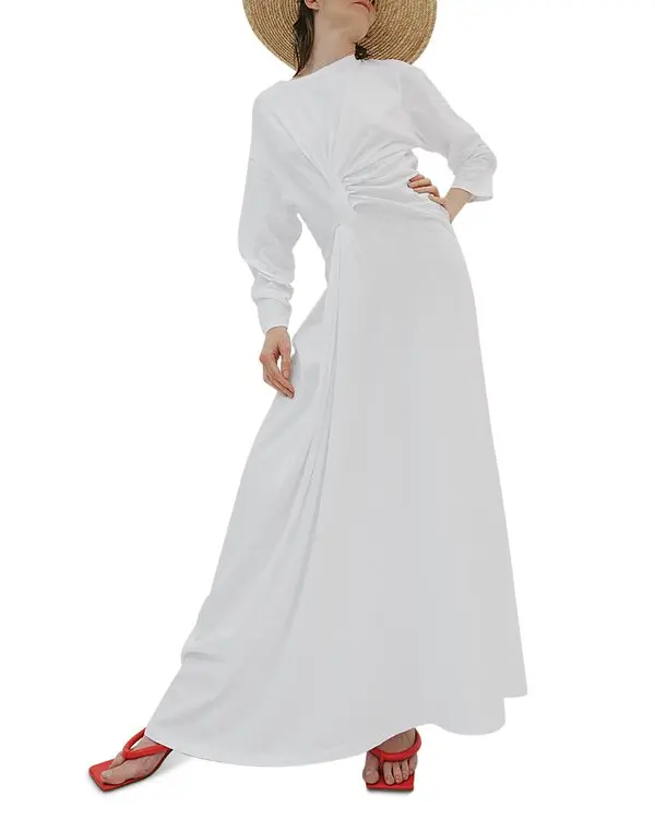 A.W.A.K.E. Mode Front Knot Maxi Dress - White