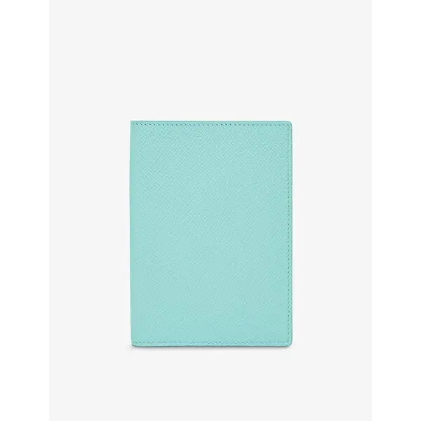 Smythson Panama Leather Passport Cover - Bright Aqua