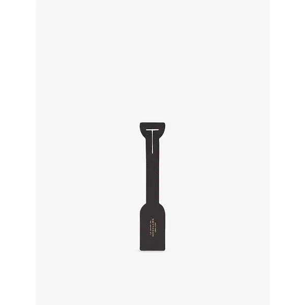 Smythson Panama Leather Travel Tag - Black