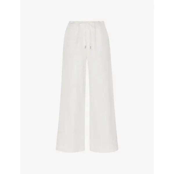 Whistles Leona Wide-leg High-rise Linen-blend Trousers