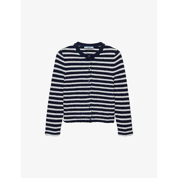 Prada Striped Boucle Knit Cardigan