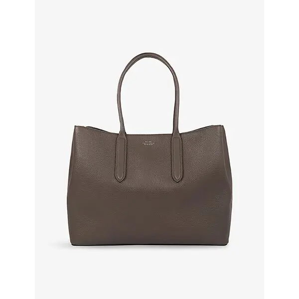 Smythson Ludlow Small Day Leather Tote Bag - Dark Taupe